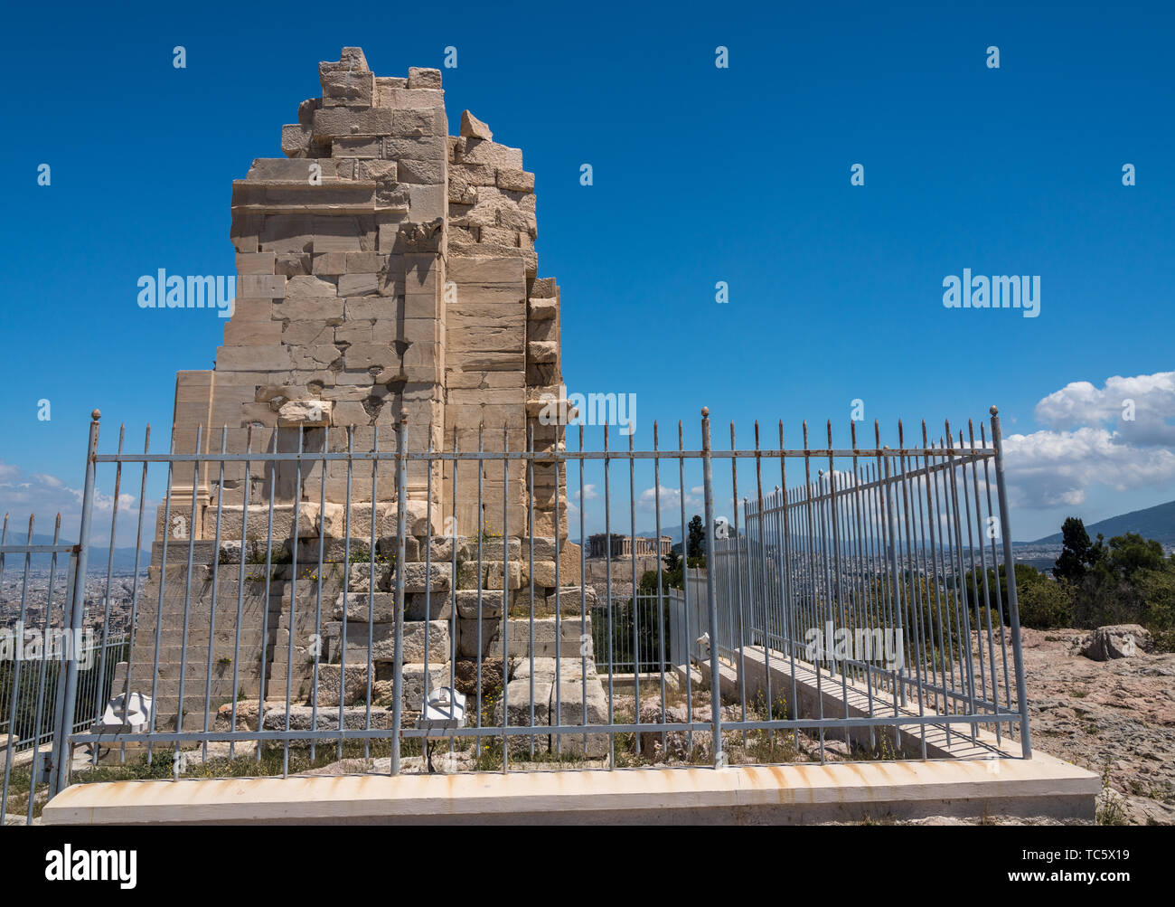Monument of Filopappos on the summit of Filopappou Hill Stock Photo - Alamy