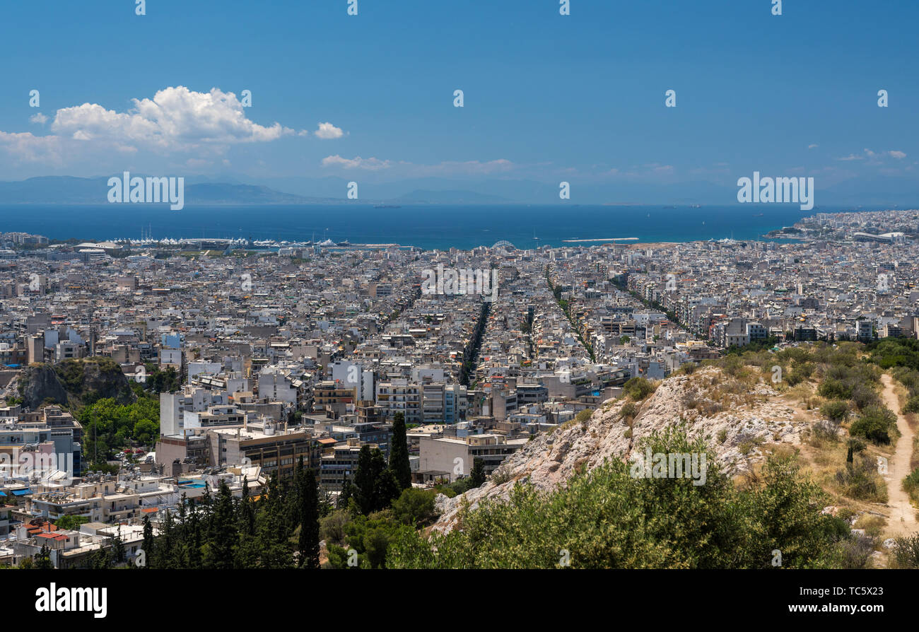Panorama of city of Athens from Filopappou Hill Stock Photo - Alamy