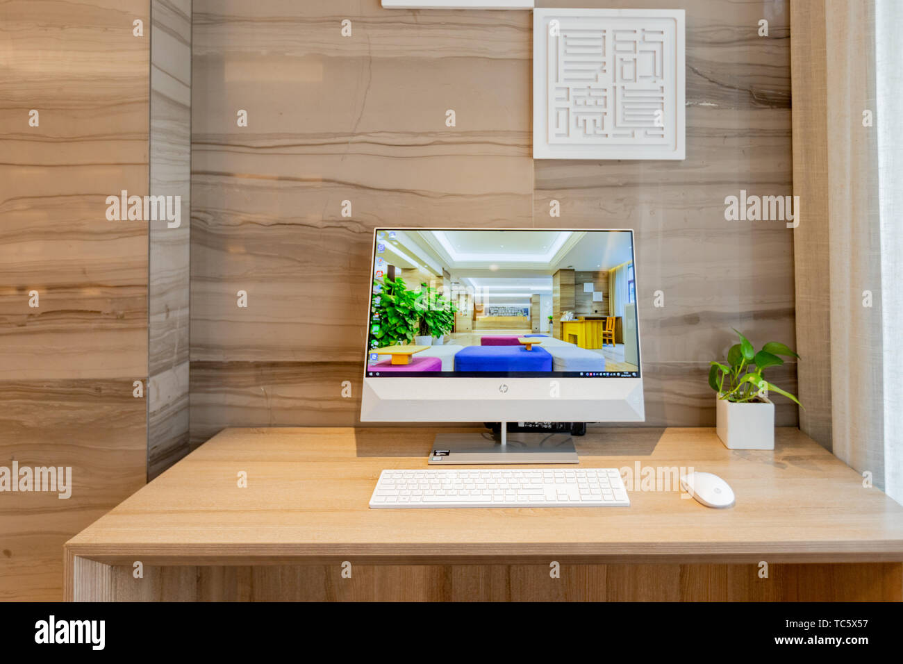 Bright hotel interior view Stock Photo - Alamy
