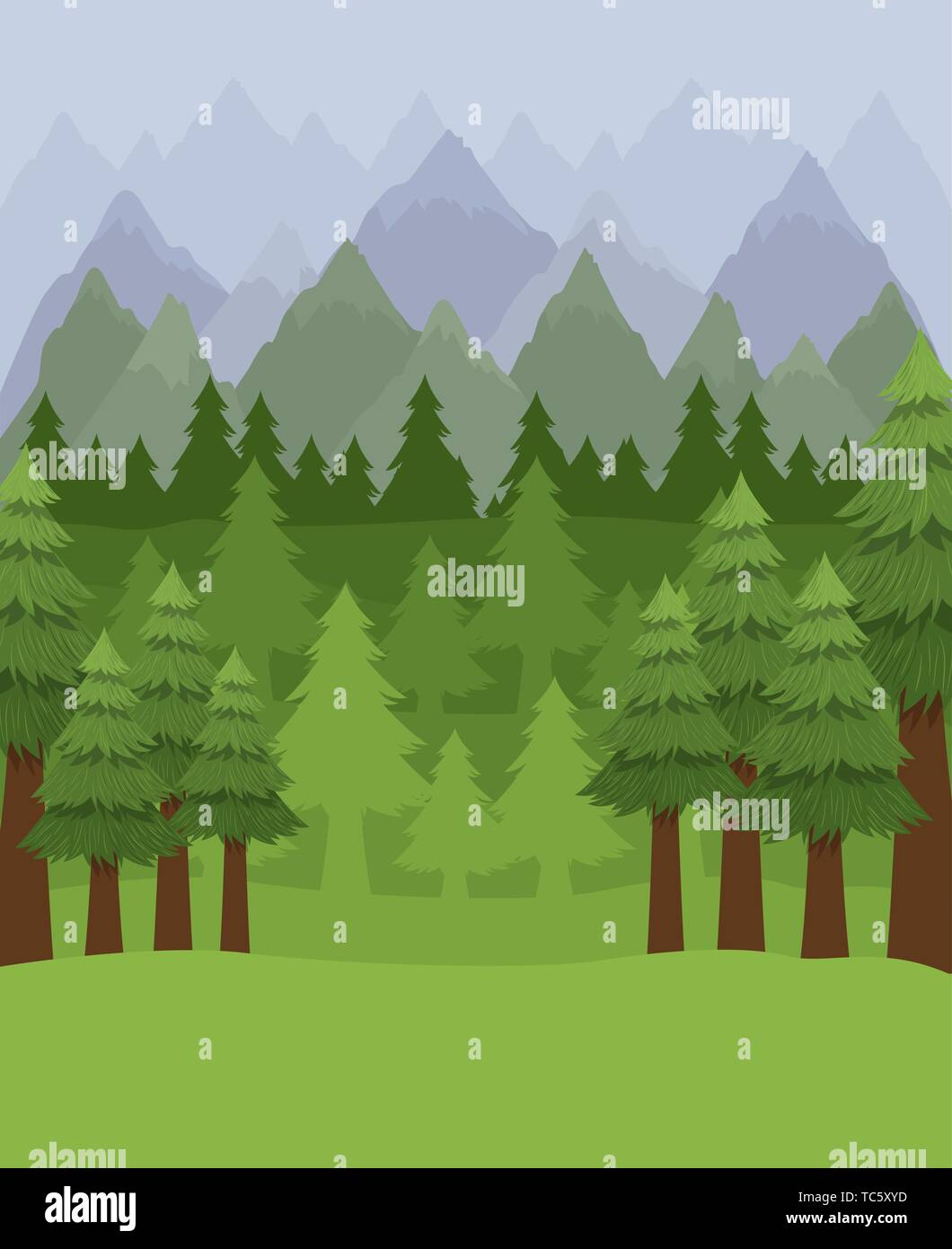 Misty forest road Stock Vector Images - Alamy