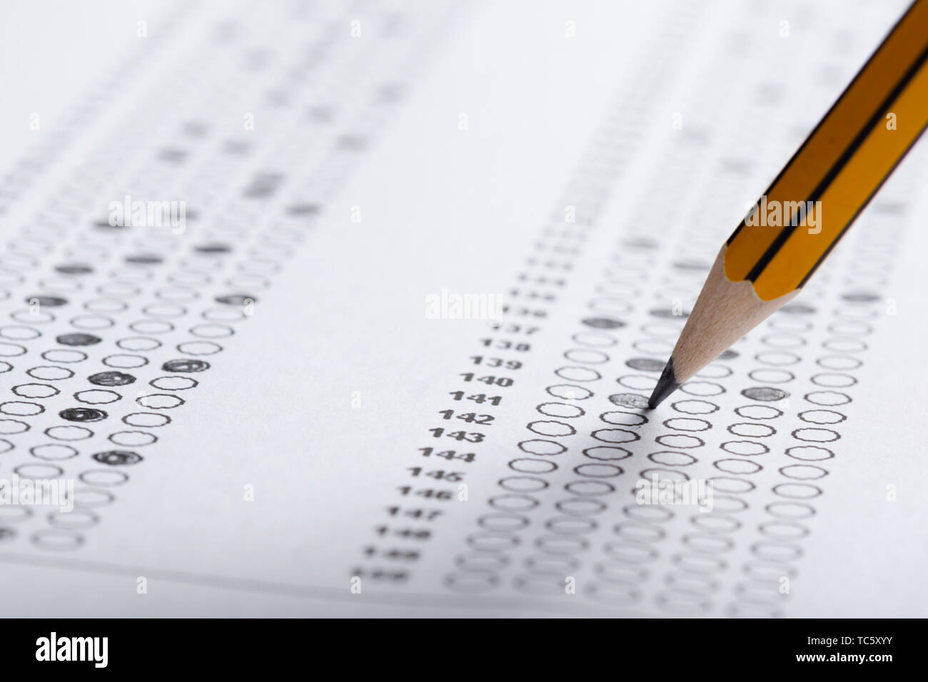 Test score sheet with answers Stock Photo - Alamy