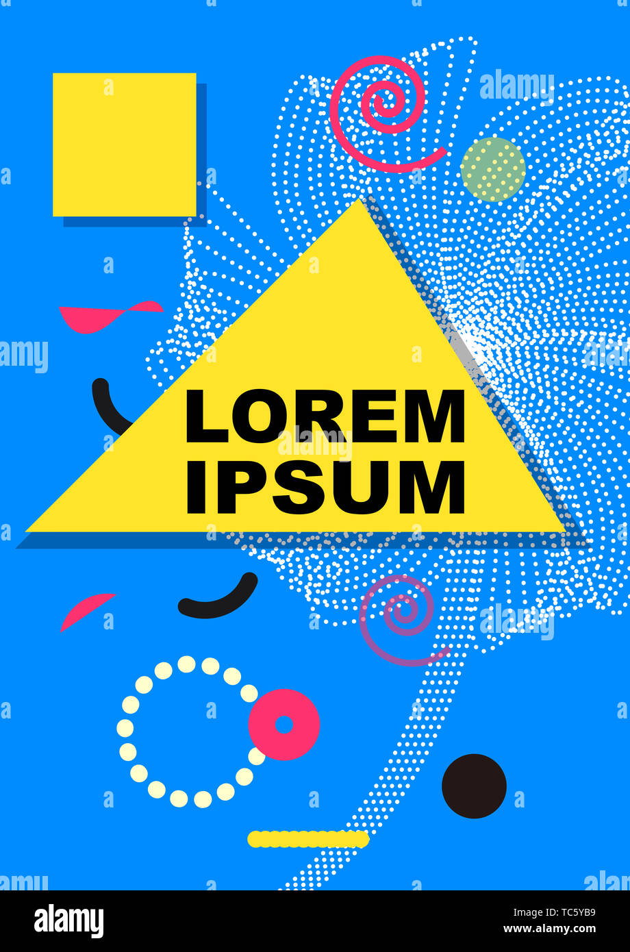 Memphis style poster template Stock Photo - Alamy