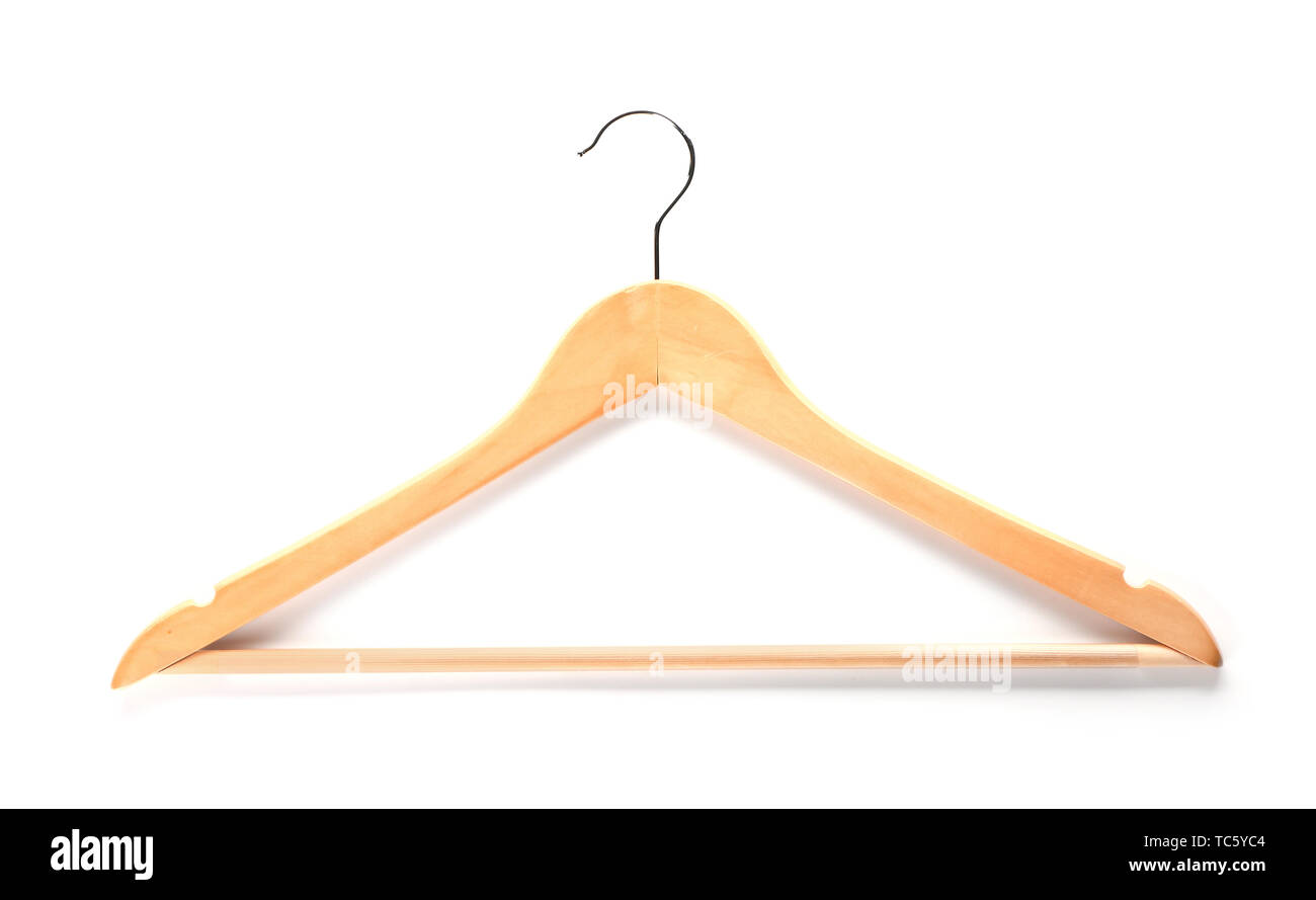 Clothes hanger on white background Stock Photo - Alamy
