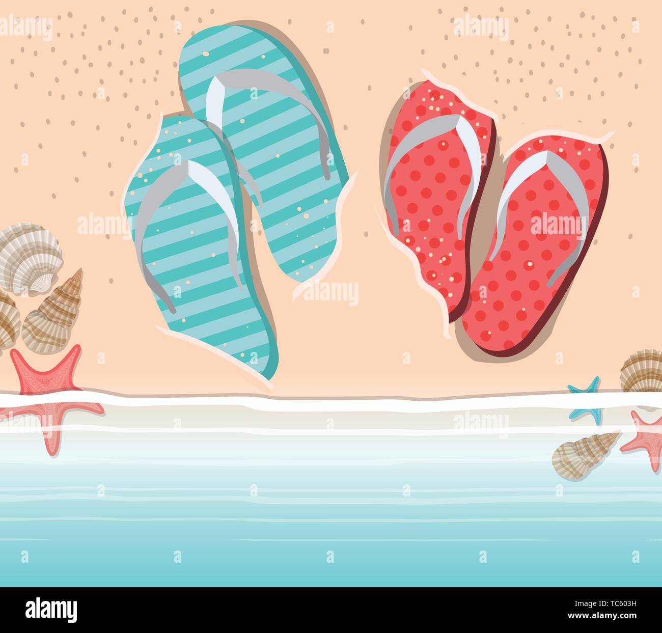 summer flip flops in the beach design Stock Vector Image & Art - Alamy