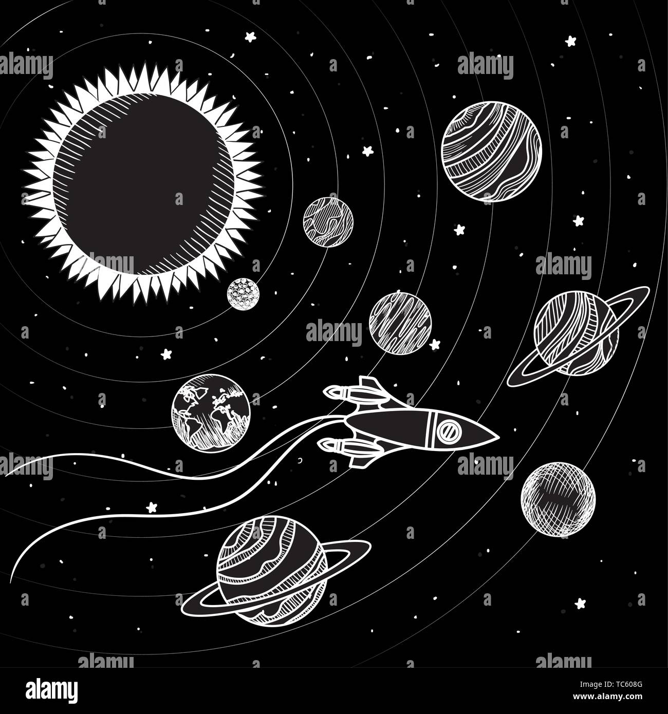 Solar System Vector Black And White