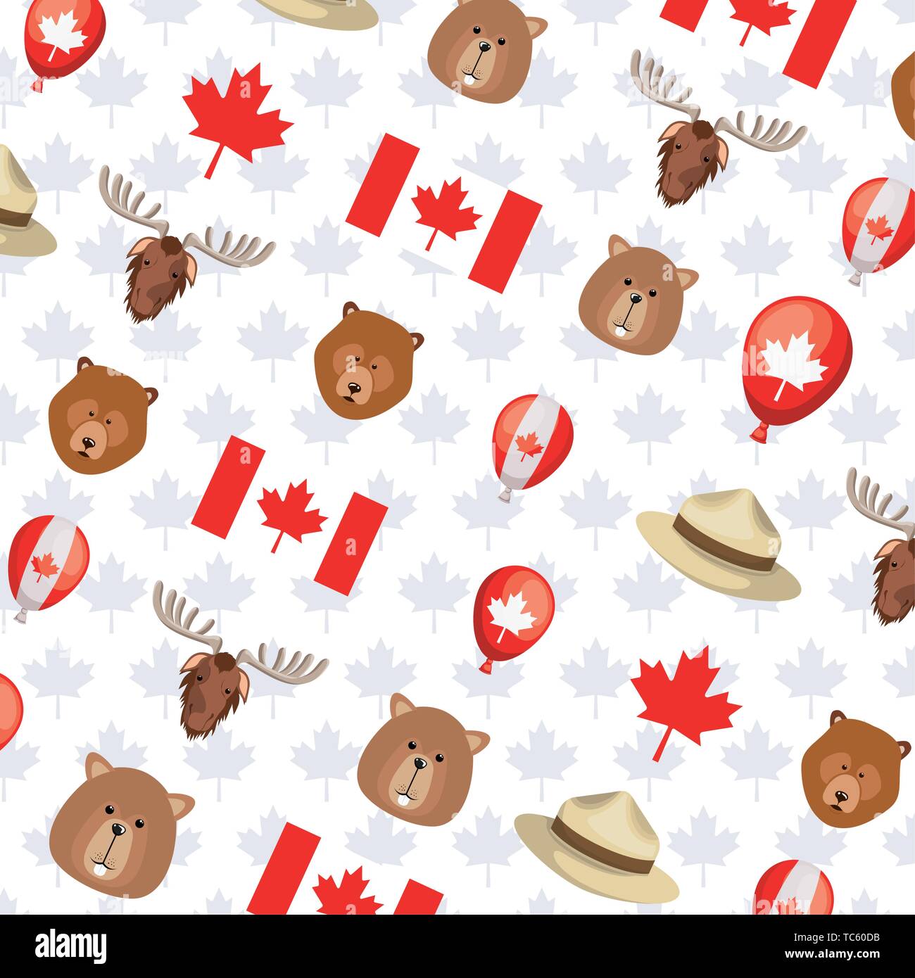 Canada flag and forest animal background design Stock Vector Image ...