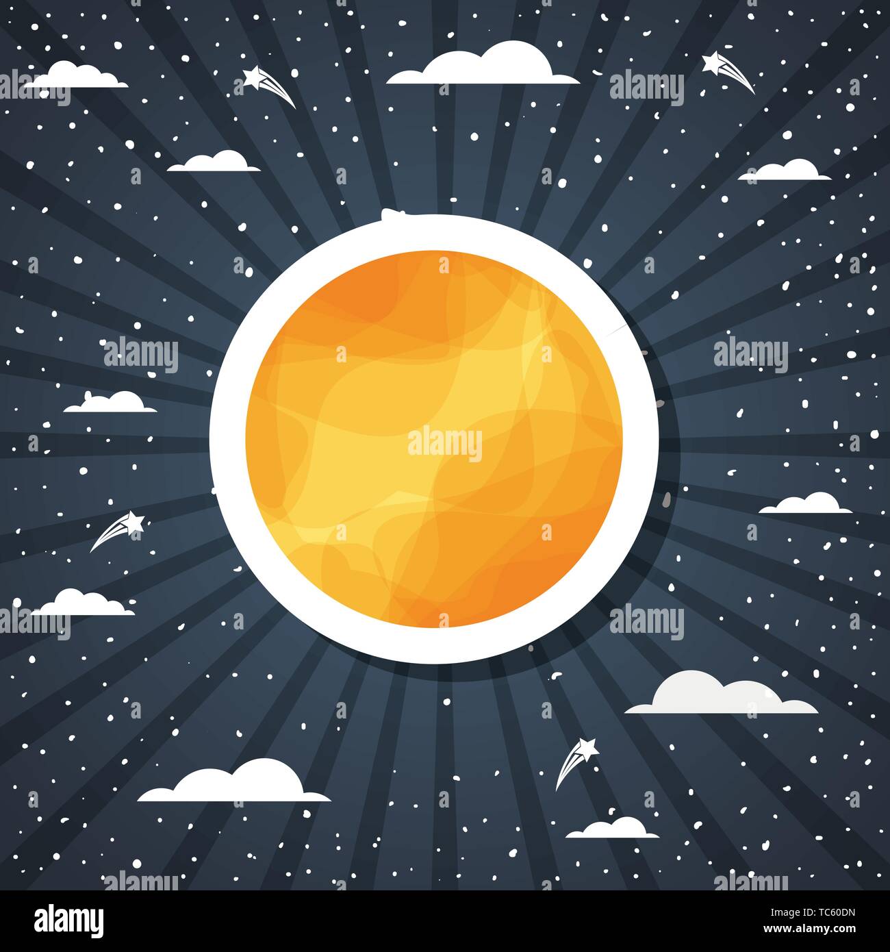 Sun and clouds over striped background vector illustration Stock Vector ...