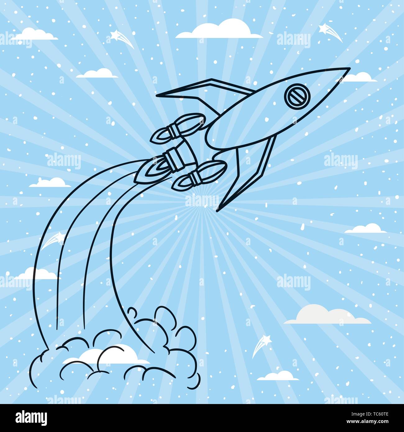 Rocket over striped background design Stock Vector Image & Art - Alamy