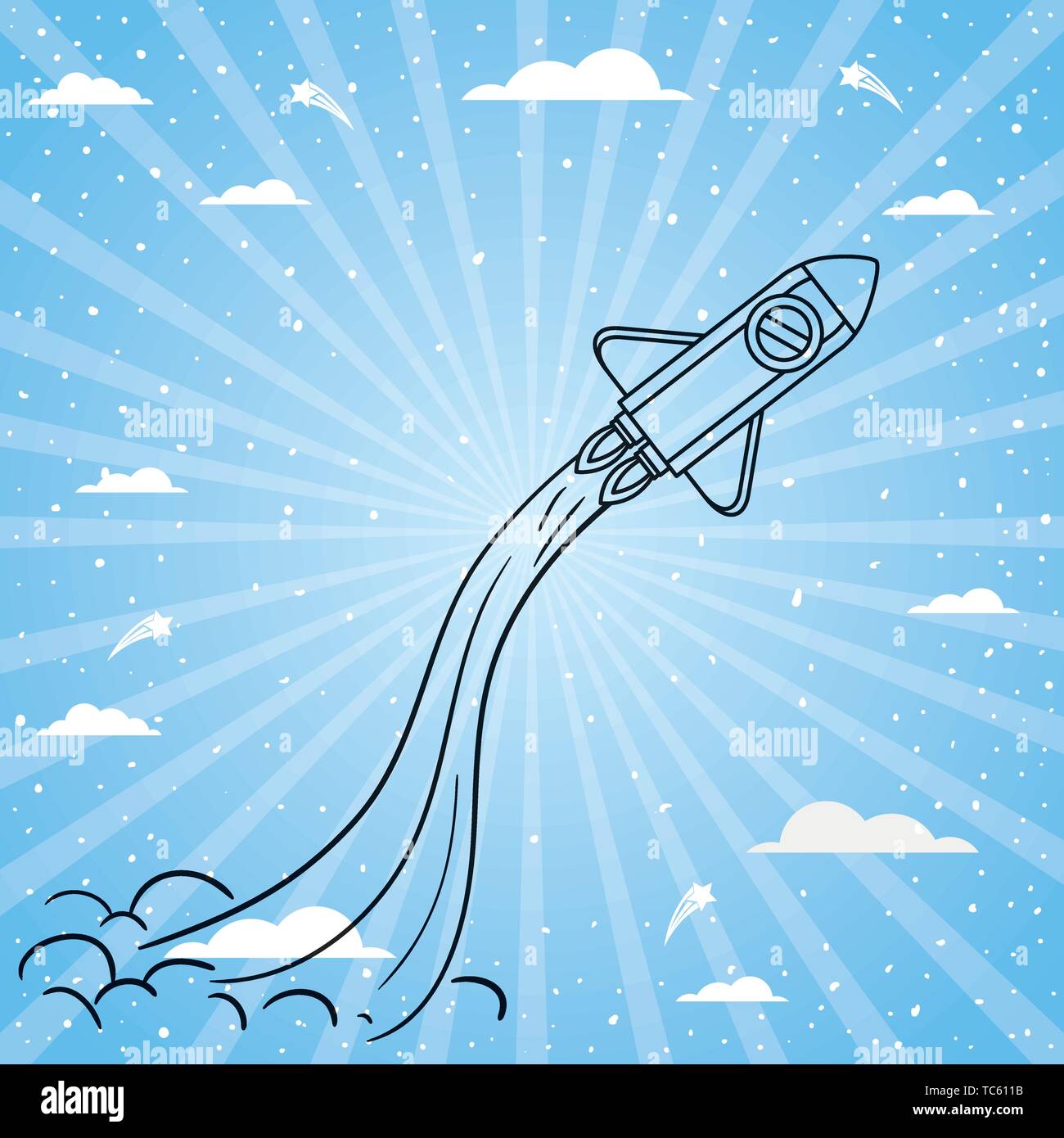 Rocket over striped background design Stock Vector Image & Art - Alamy
