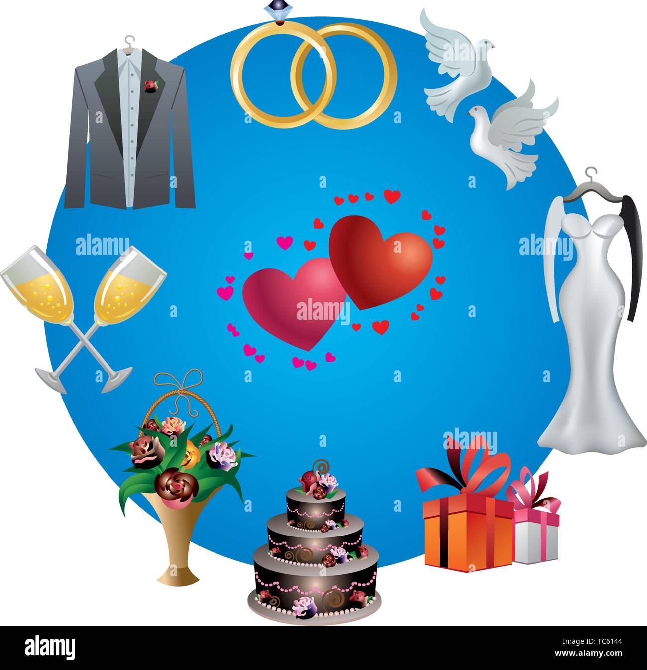 Wedding bouquet rings white Stock Vector Images - Alamy