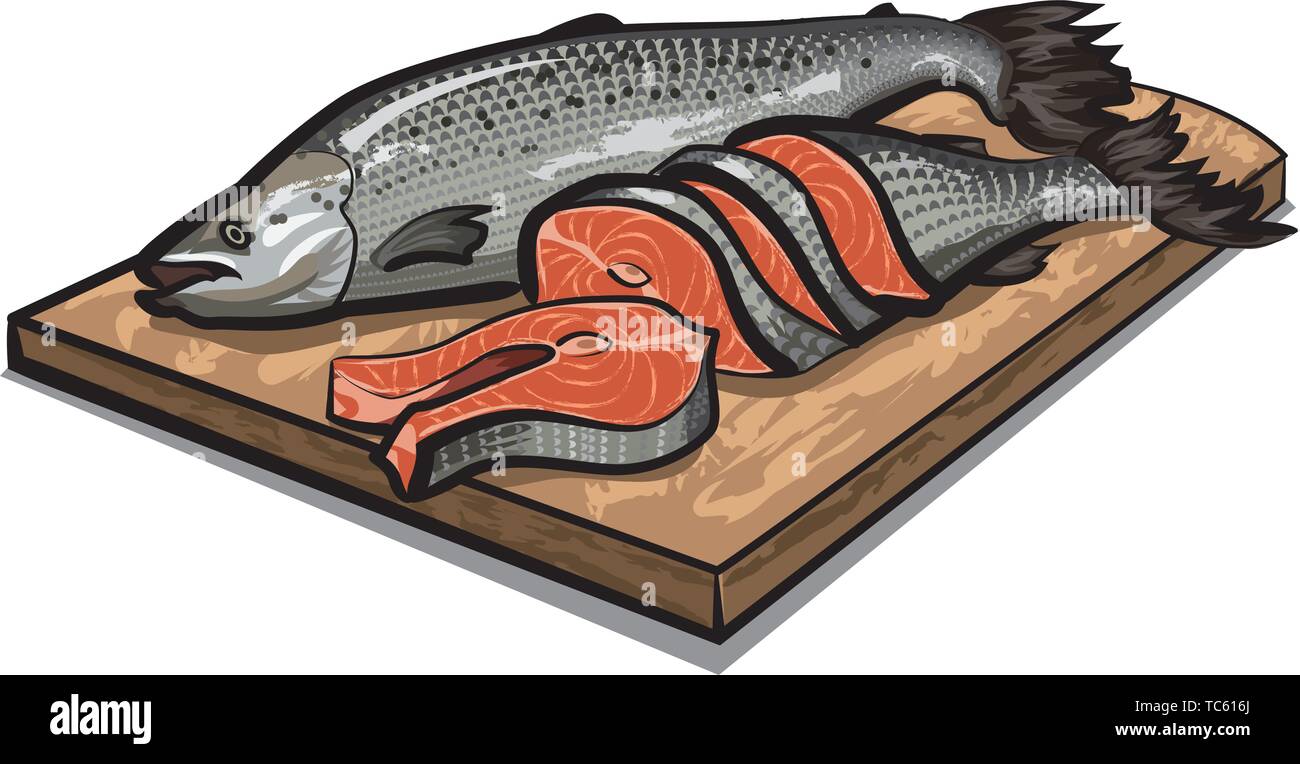 Steak fresh raw salmon Stock Vector Images - Alamy