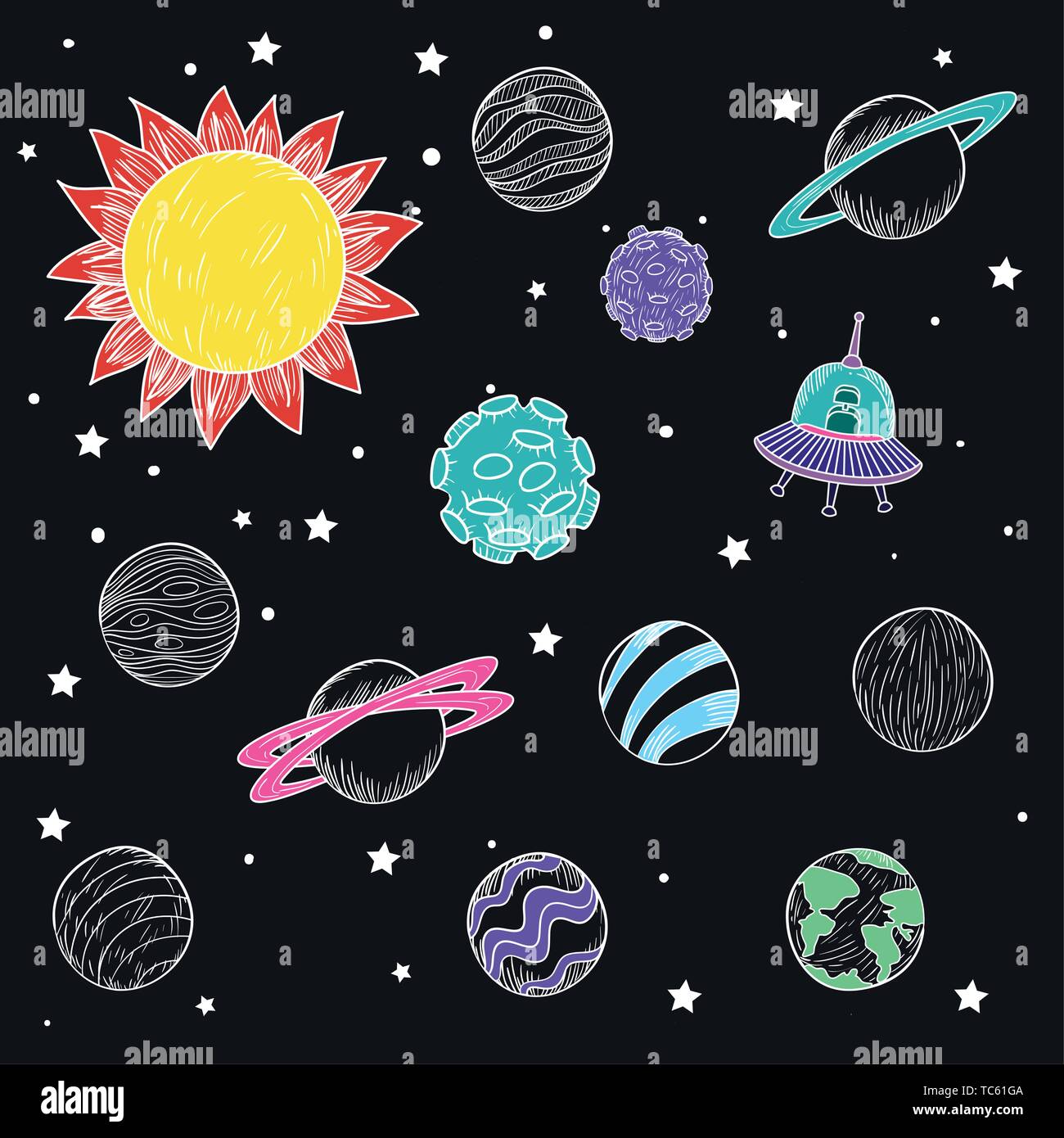 Set of planets draws design Stock Vector Image & Art - Alamy