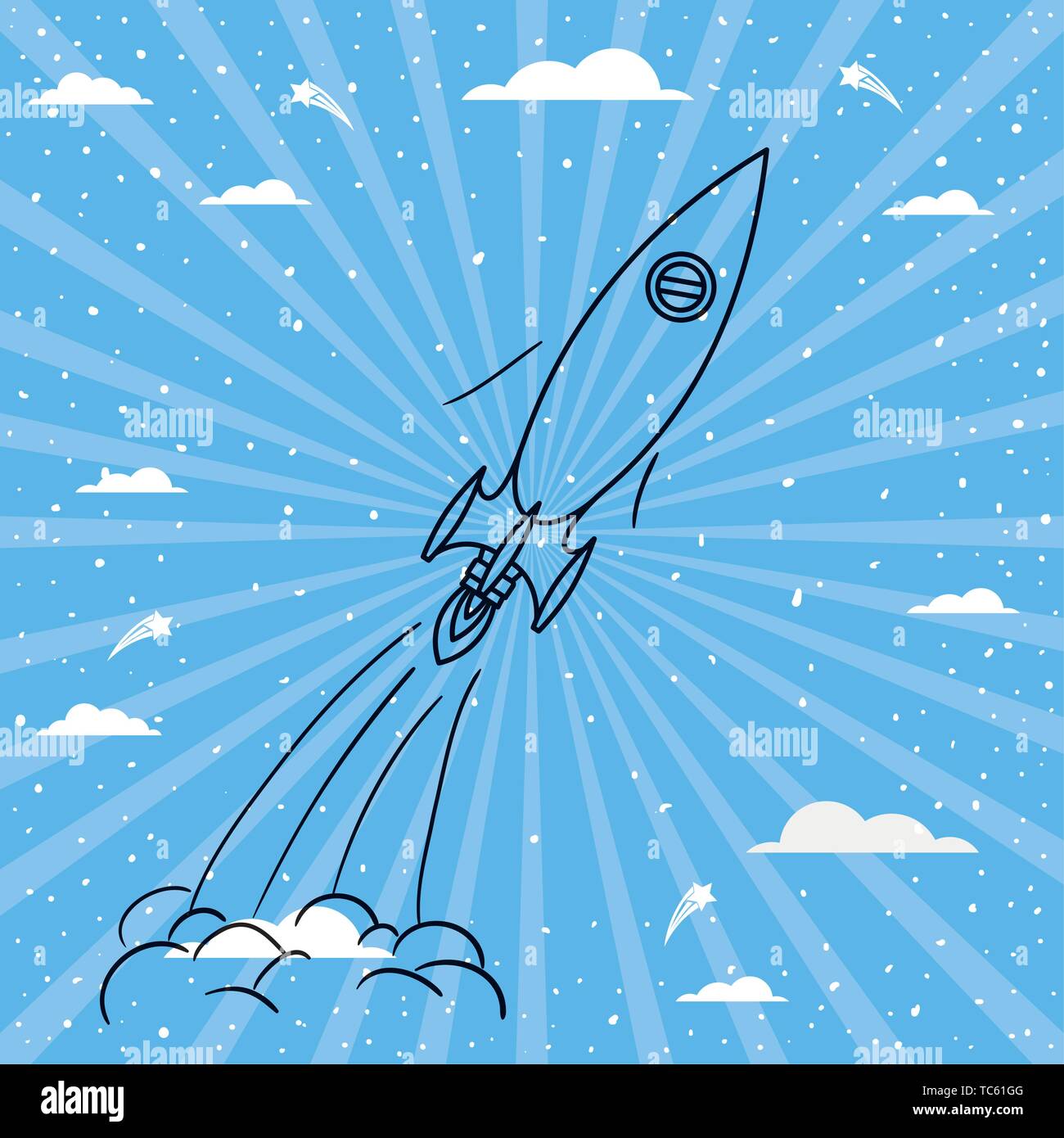 Rocket over striped background design Stock Vector Image & Art - Alamy