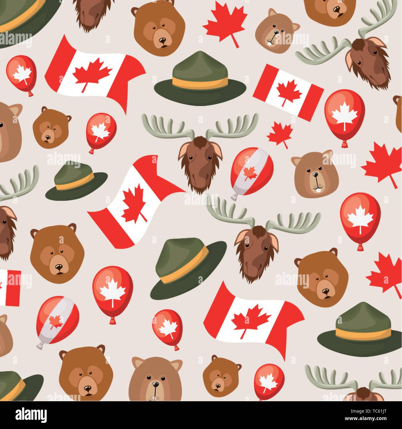 Canada flag and forest animal background design Stock Vector Image ...