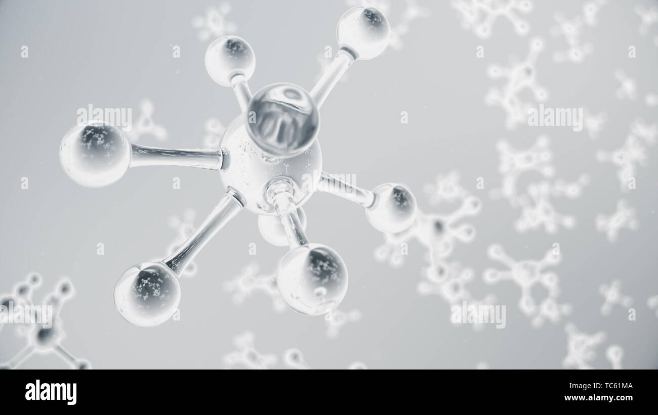 3D rendering molecule structure. Scientific medical background with ...