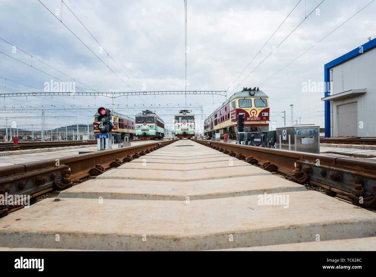 Railway workers maintain high-speed rail tracks in Kunming, southwest ...