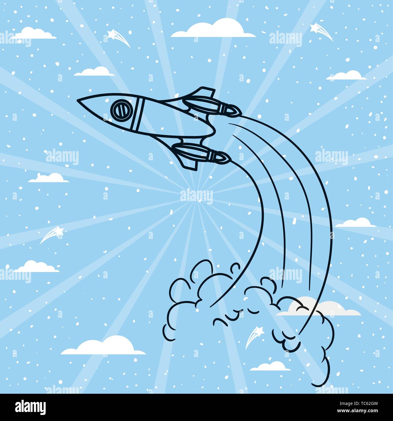 Rocket over striped background design Stock Vector Image & Art - Alamy