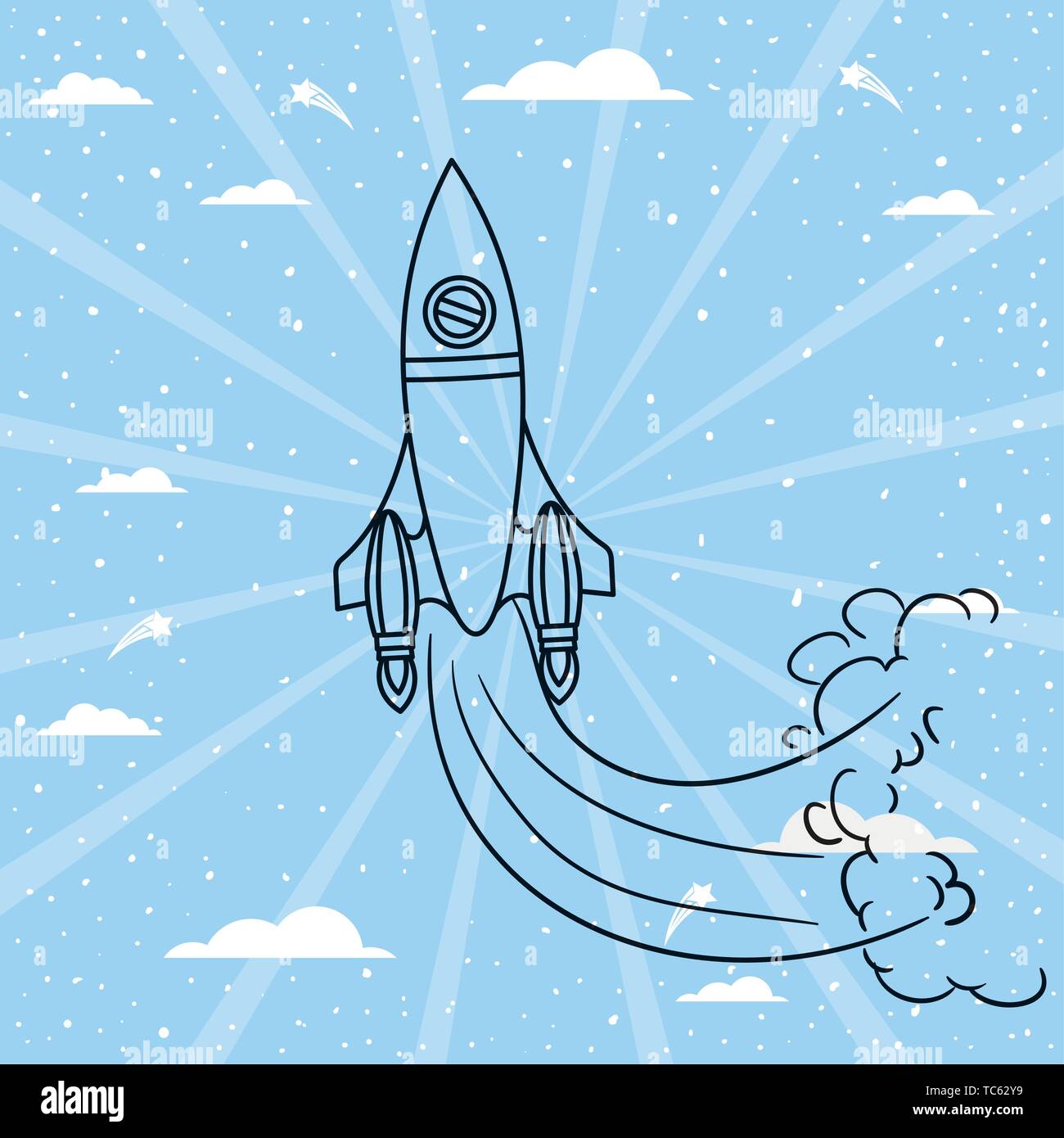 Rocket over striped background design Stock Vector Image & Art - Alamy