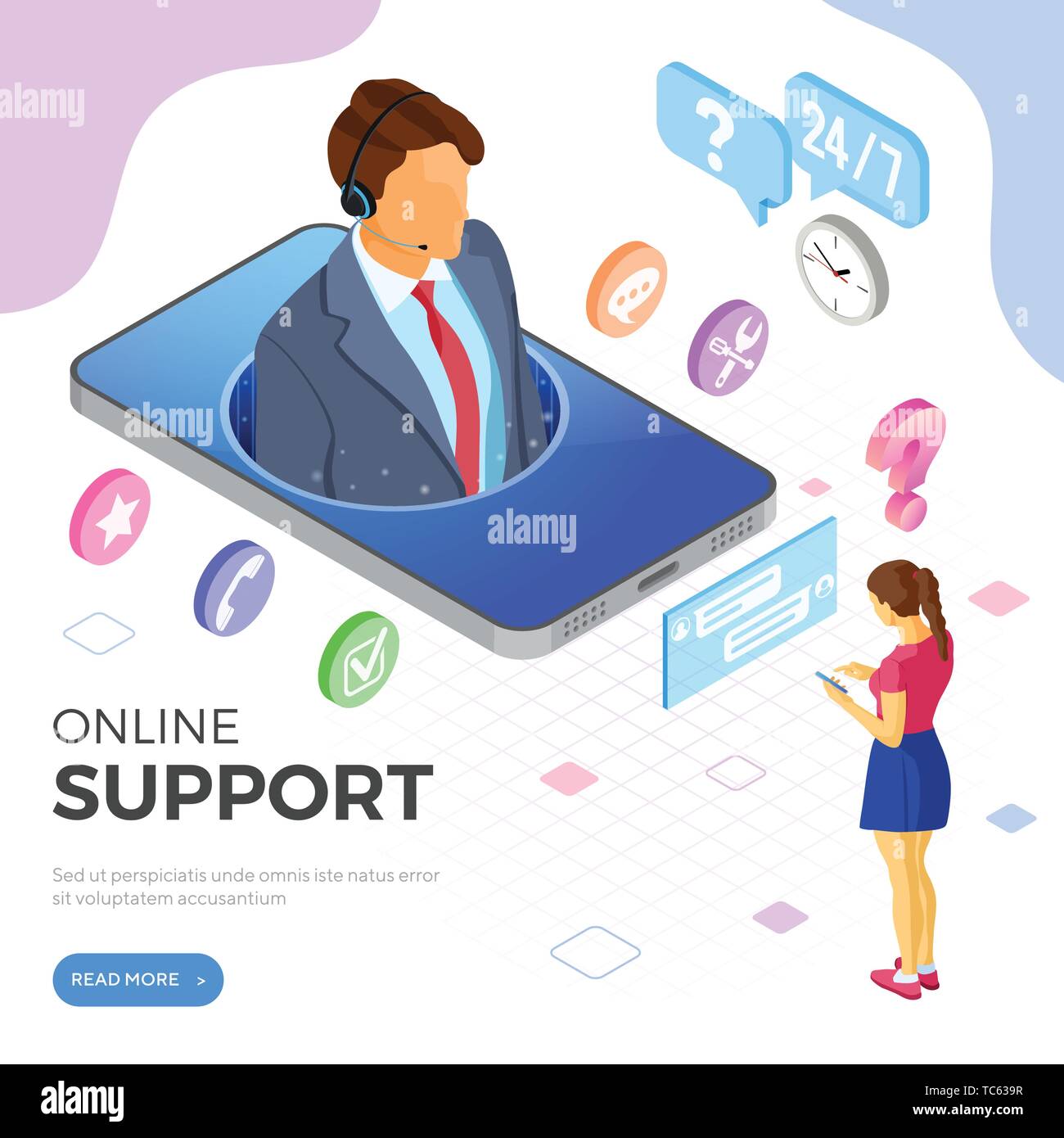 Isometric Online Customer Support Stock Vector Image & Art - Alamy