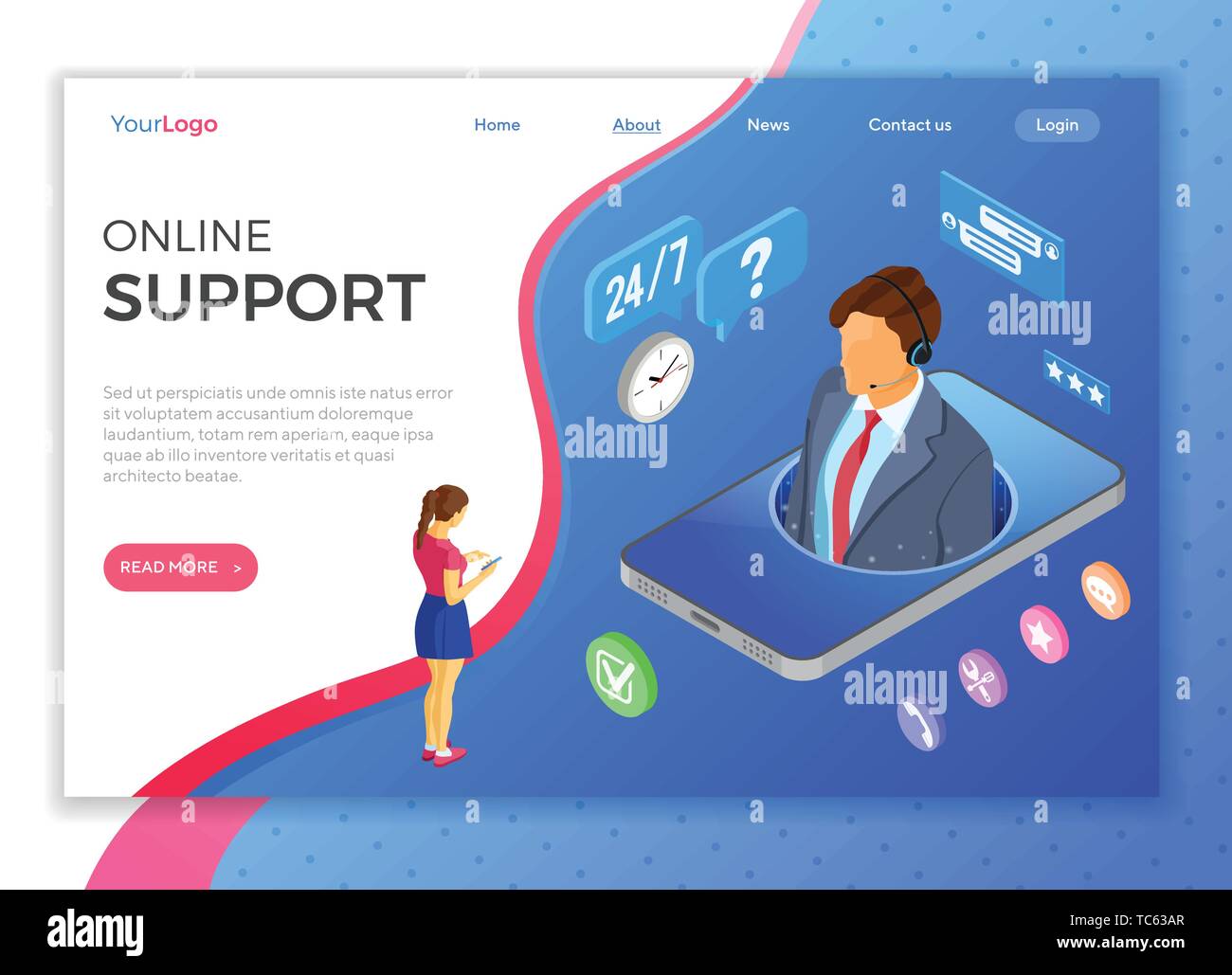 Isometric Online Customer Support Stock Vector Image & Art - Alamy