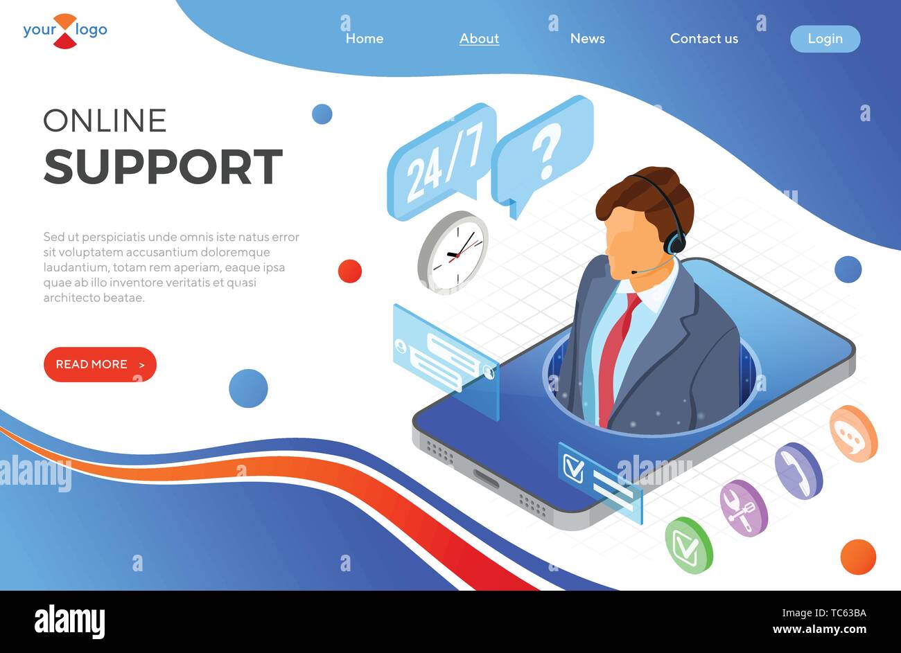 Isometric Online Customer Support Stock Vector Image & Art - Alamy