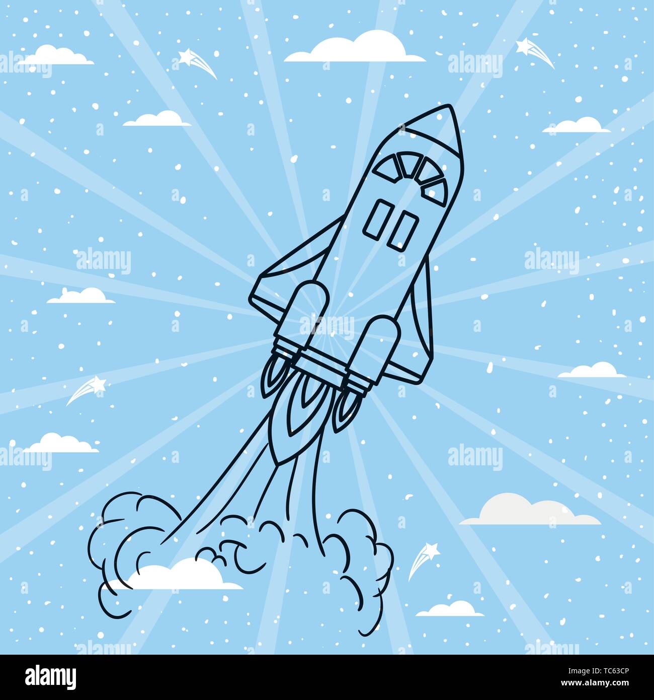 Rocket over striped background design Stock Vector Image & Art - Alamy
