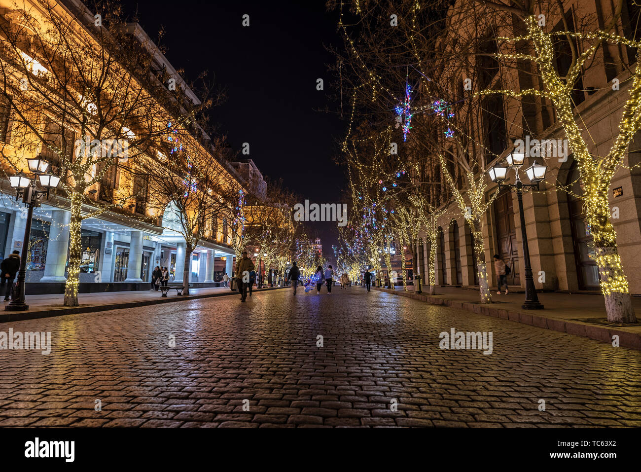 Night view of Central Street, Harbin, China Stock Photo - Alamy