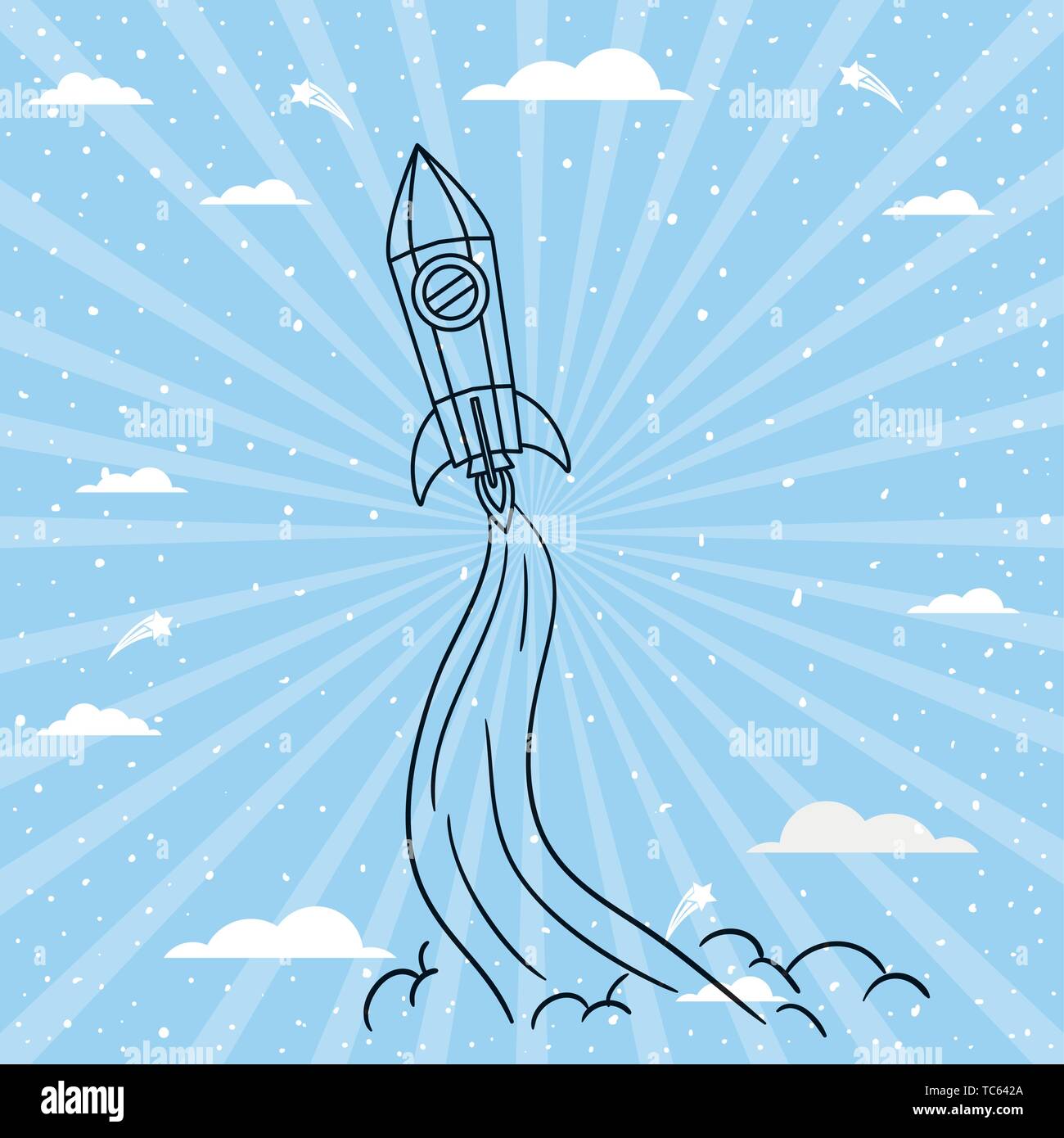 Rocket over striped background design Stock Vector Image & Art - Alamy