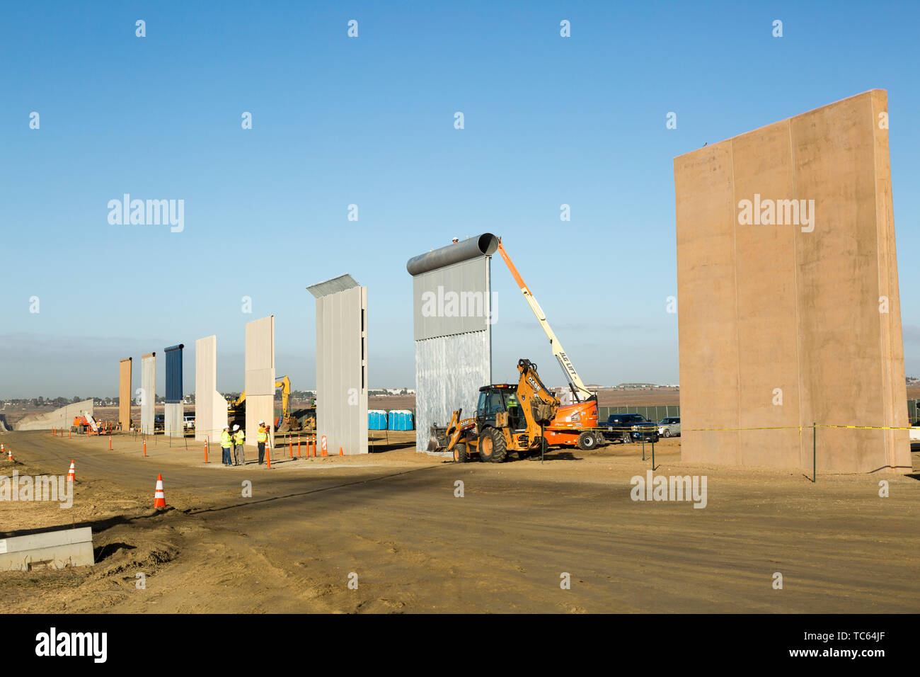 Workers assemble different Border Wall Prototypes at the Wall Prototype ...