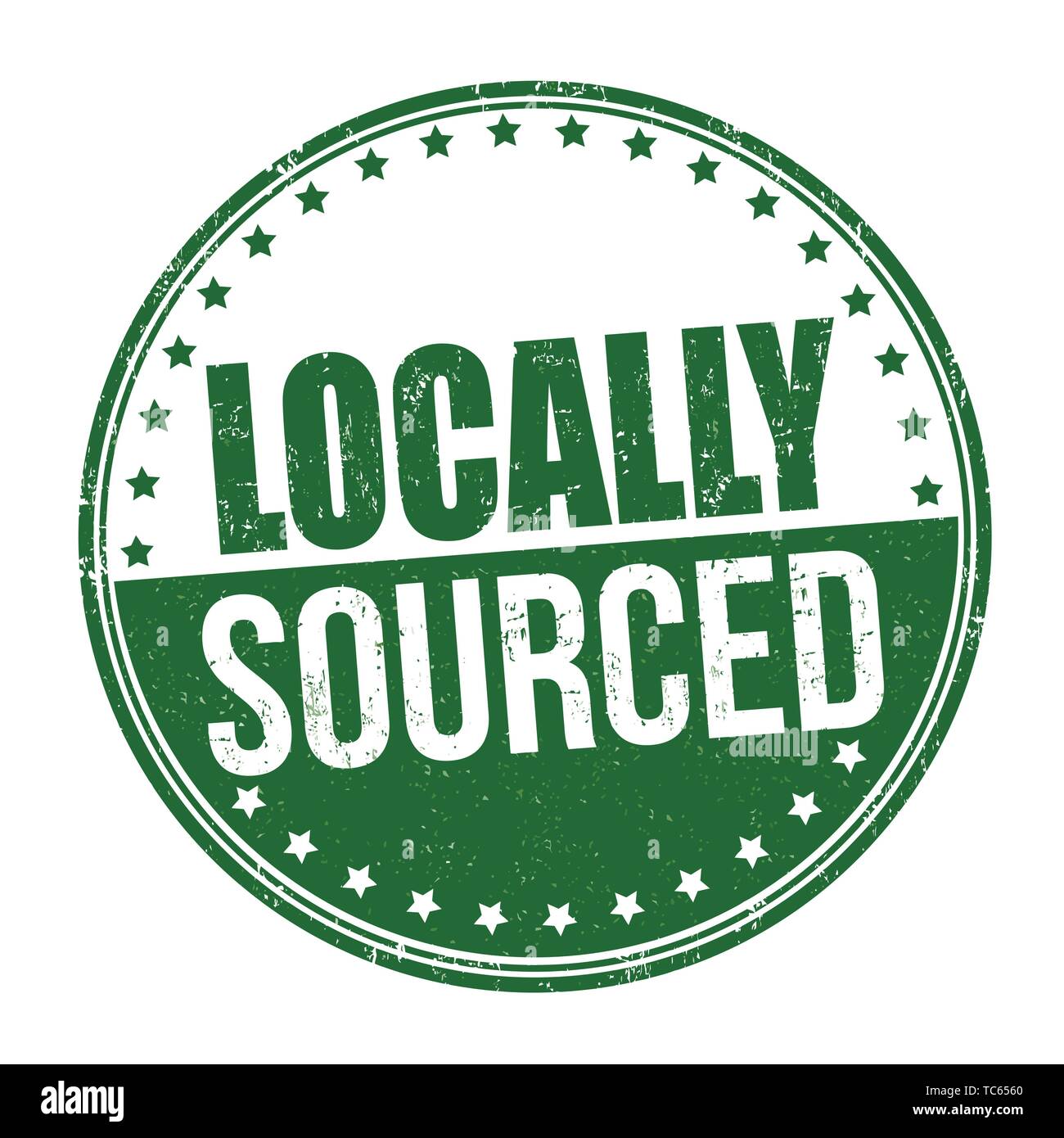 Locally sourced sign or stamp on white background, vector illustration ...