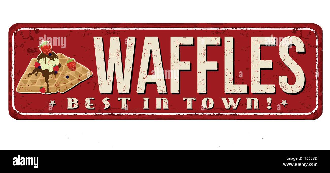 Waffles vintage rusty metal sign on a white background, vector ...