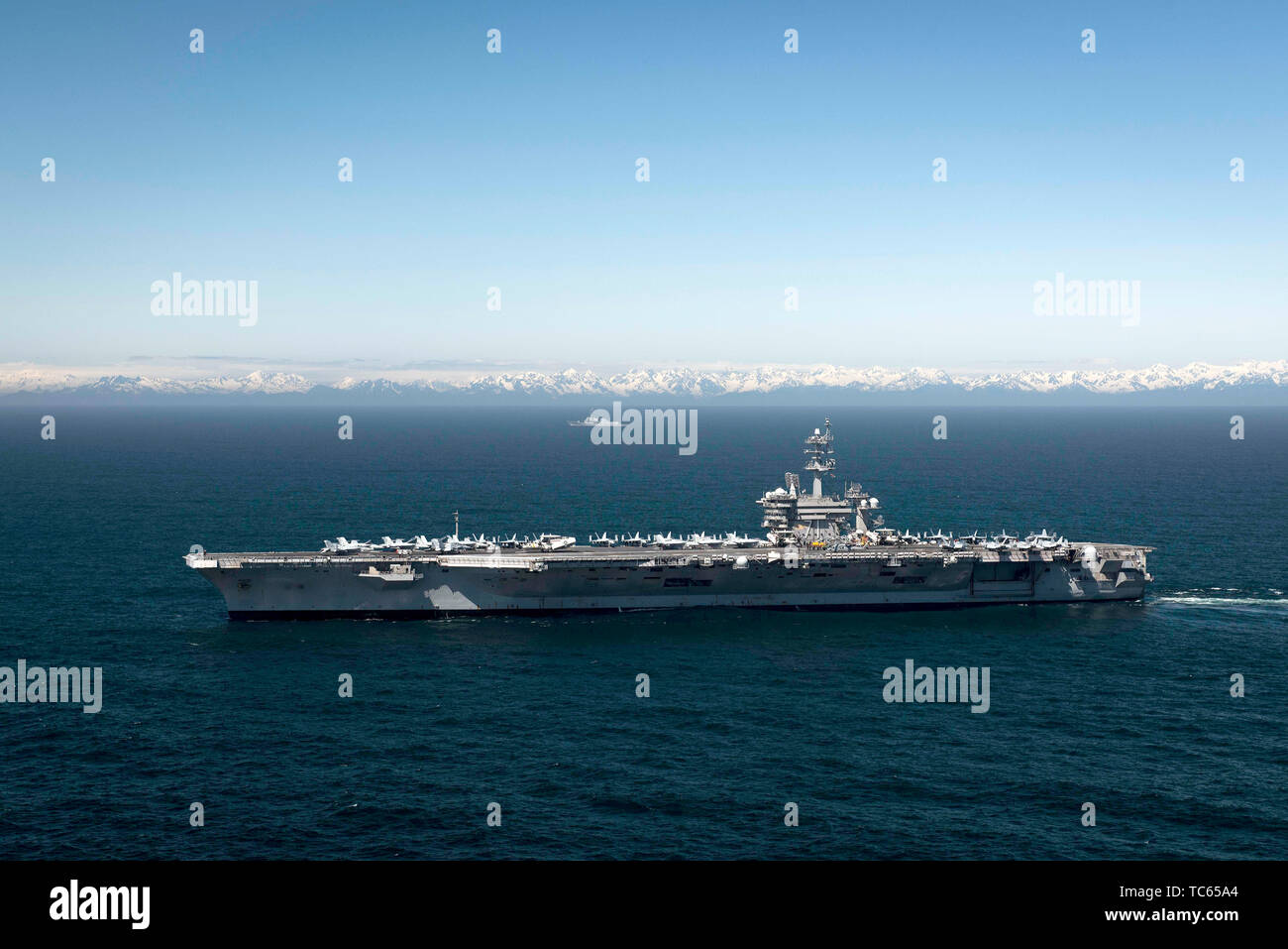 The U.S. Navy Nimitz-class nuclear powered aircraft carrier USS Theodore Roosevelt during ...