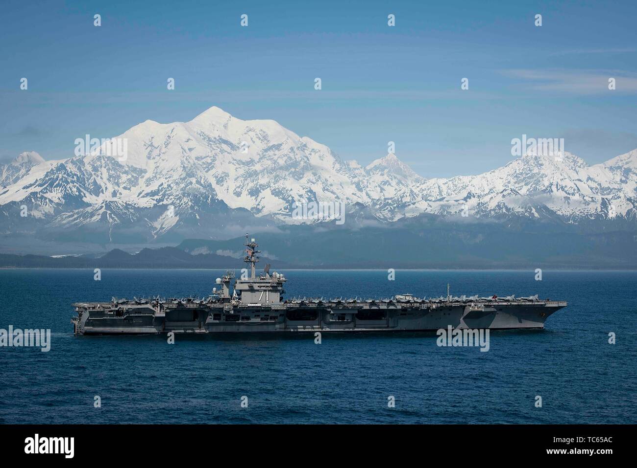The U.S. Navy Nimitz-class nuclear powered aircraft carrier USS Theodore Roosevelt during ...