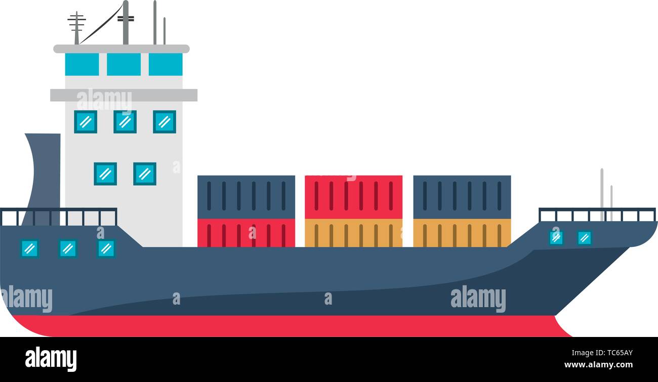 Freighter ship boat with containers Stock Vector Image & Art - Alamy