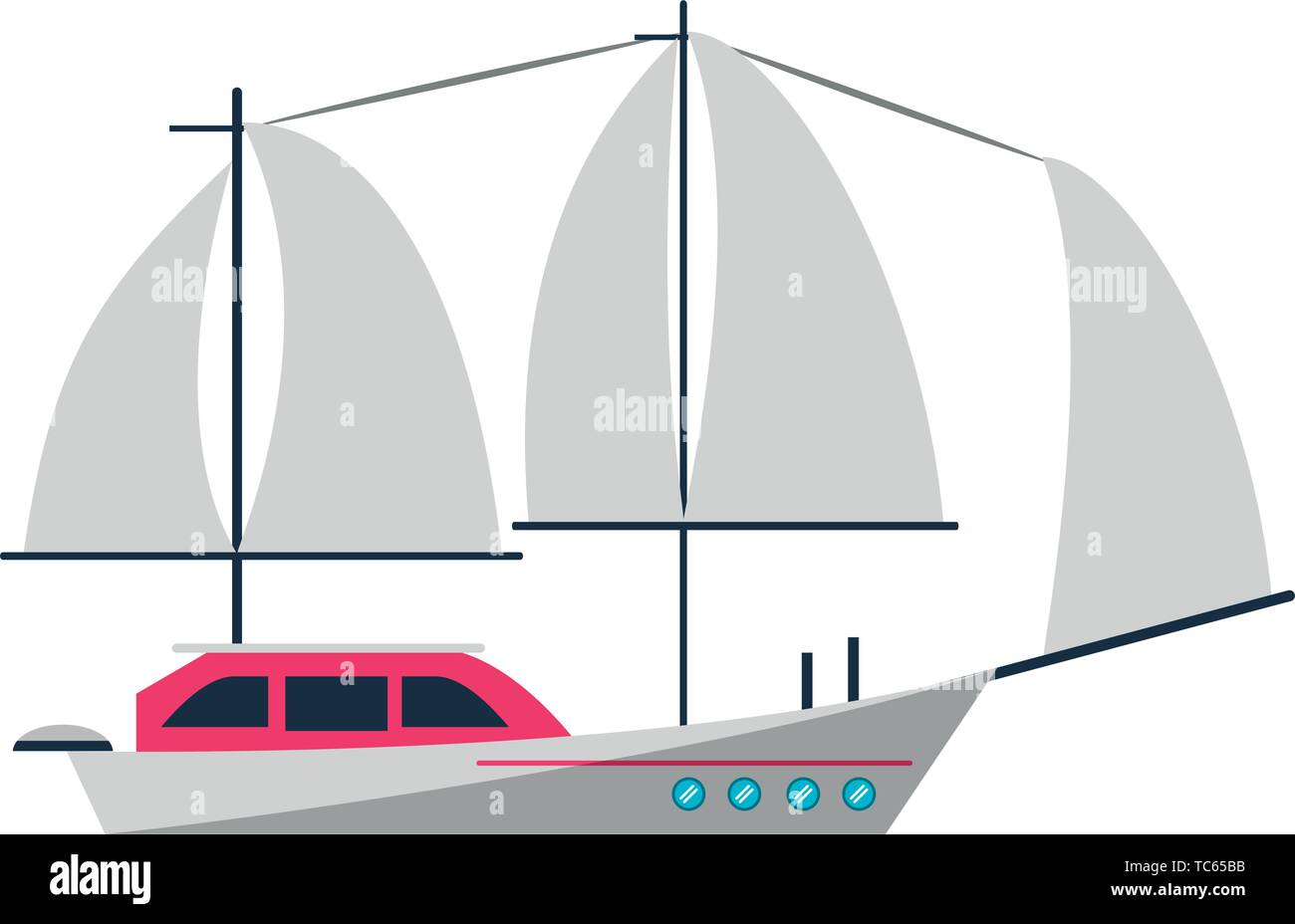 Sail boat ship sideview cartoon isolated Stock Vector Image & Art - Alamy