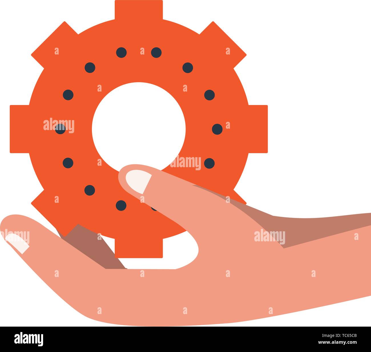 Hand with gear symbol isolated Stock Vector Image & Art - Alamy