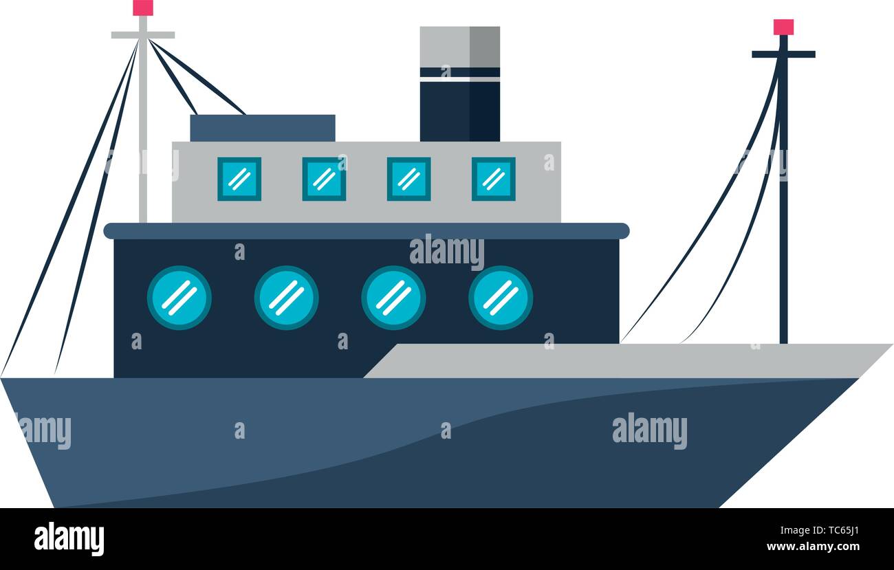 Fish ship boat sideview isolated cartoon Stock Vector Image & Art - Alamy