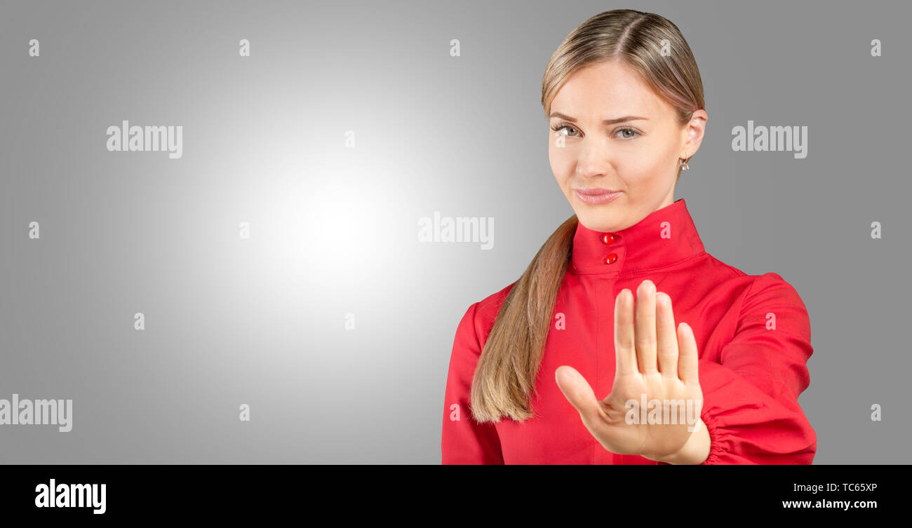 Young woman making a rejection pose Stock Photo - Alamy