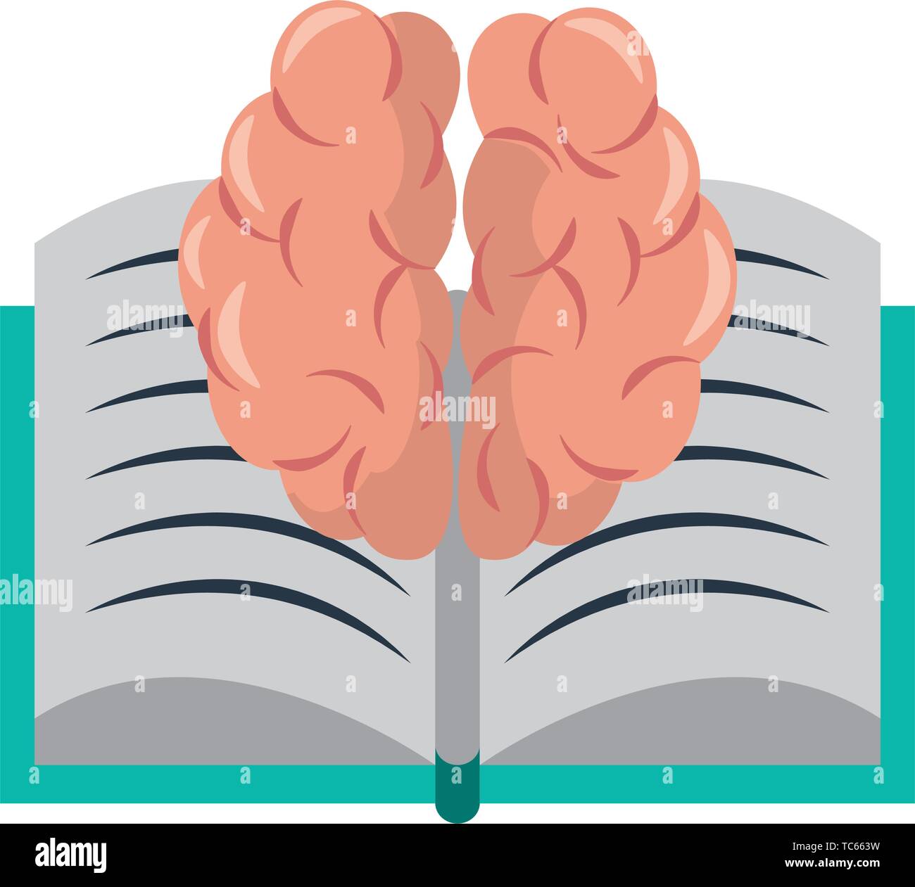 Book open with human brain symbol isolated Stock Vector Image & Art - Alamy