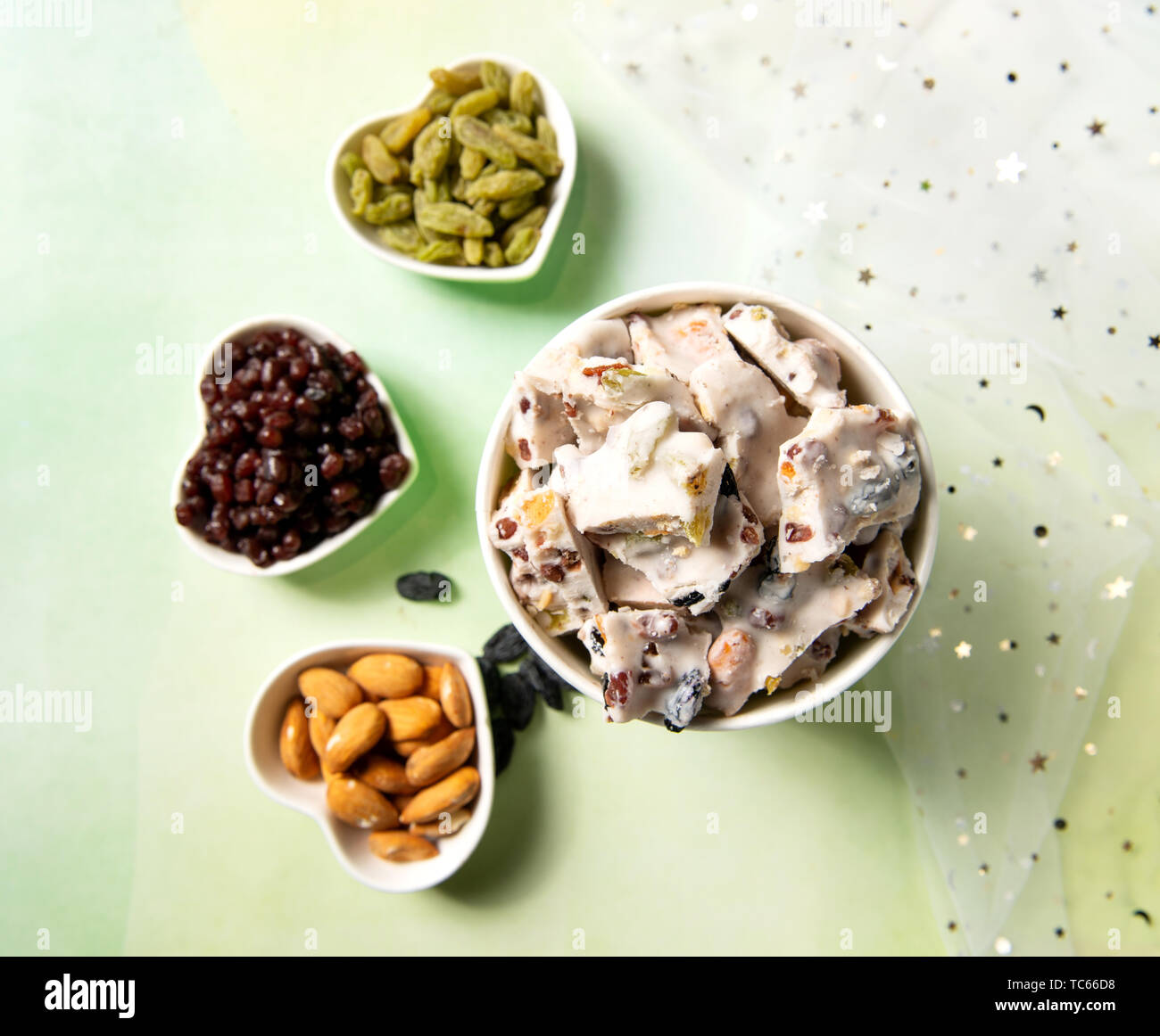 Snacks, nuts, sautéed yogurt Stock Photo - Alamy