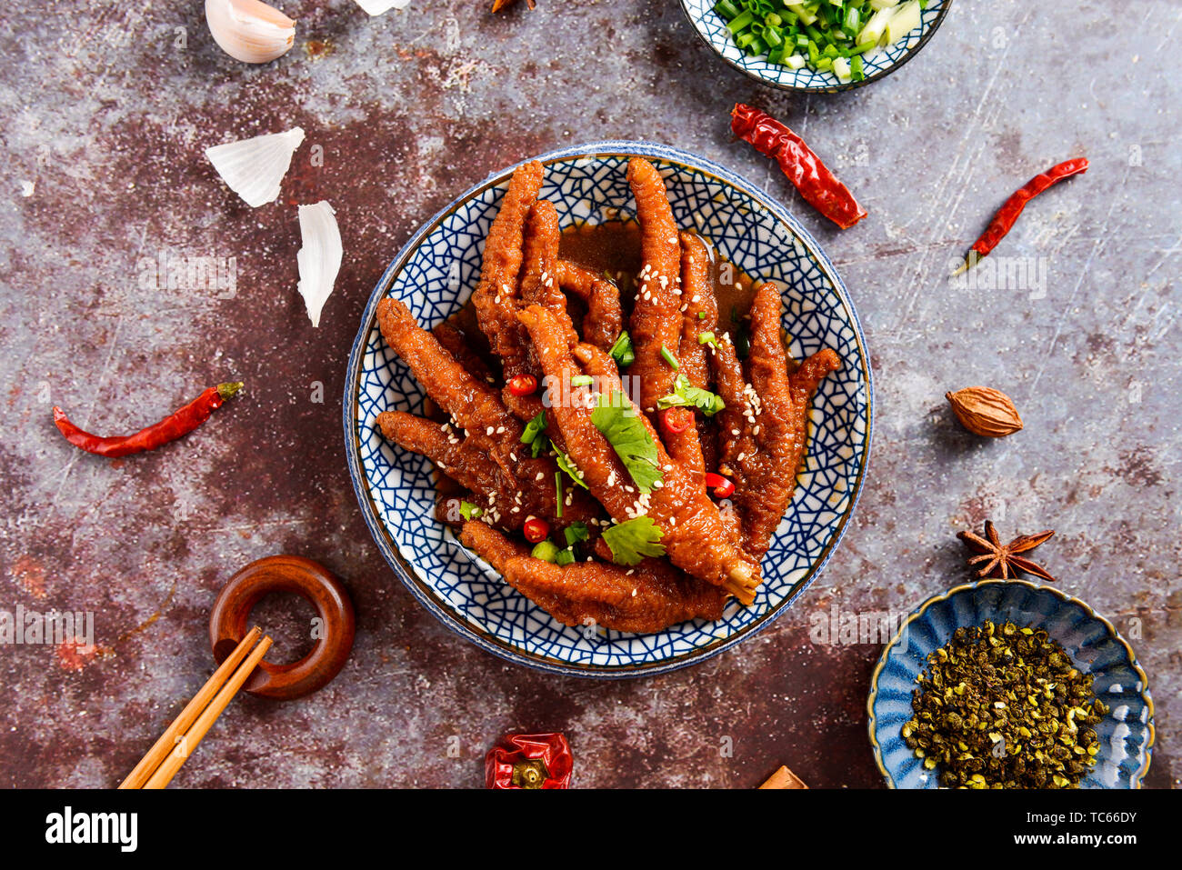 Spicy chicken claws Stock Photo - Alamy