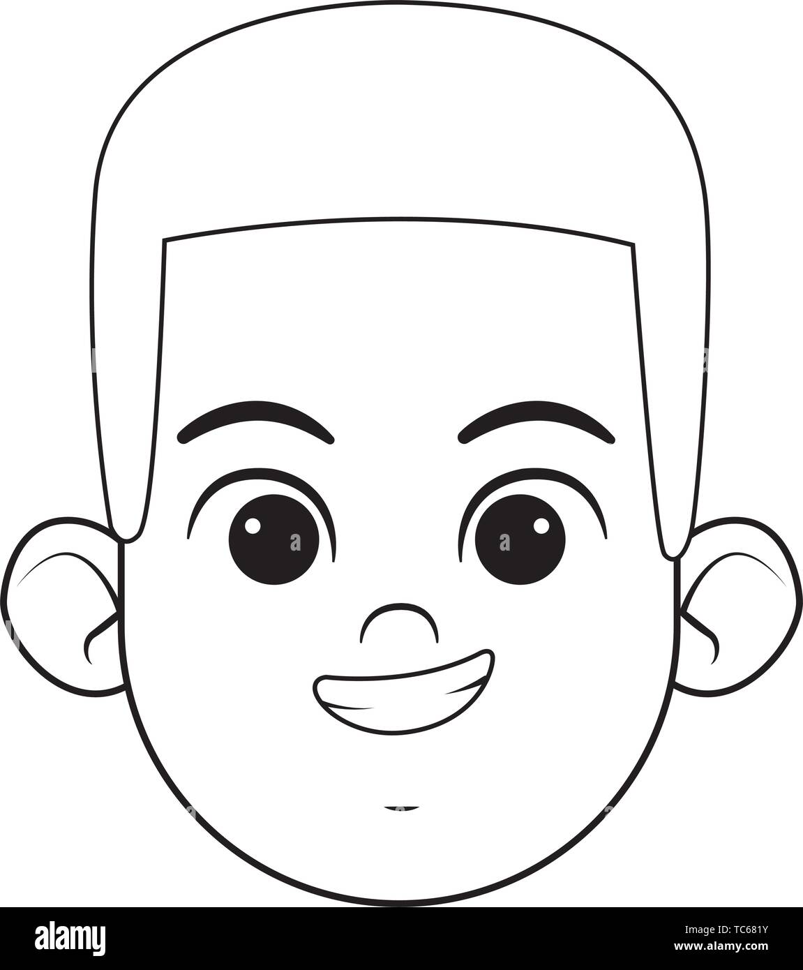 boy face avatar profile picture black and white Stock Vector Image ...