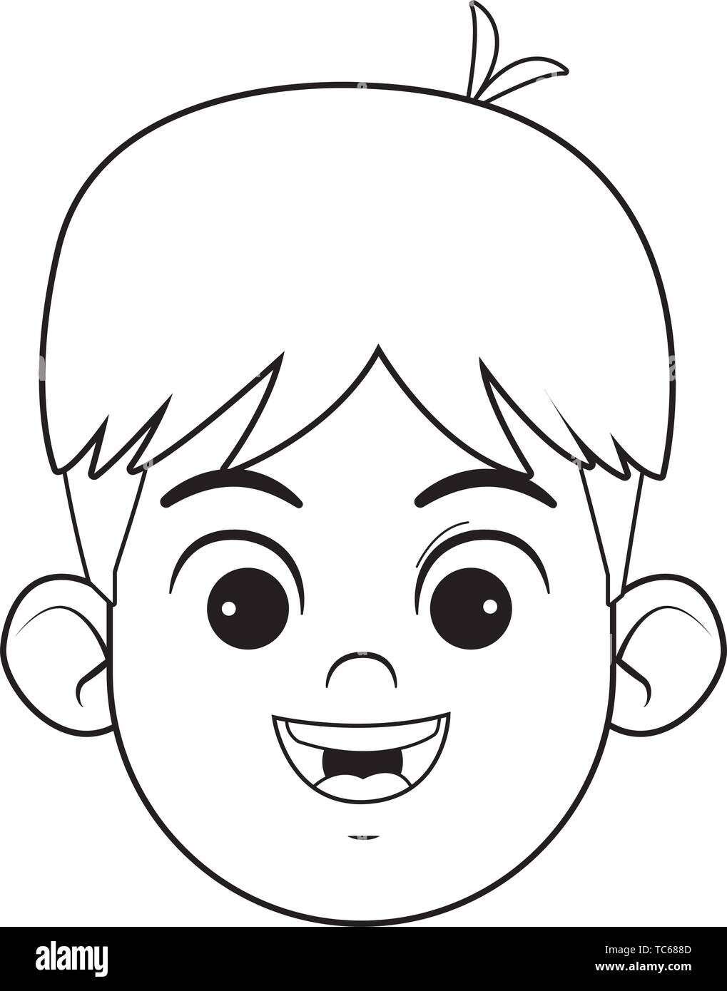 boy face avatar profile picture black and white Stock Vector Image ...