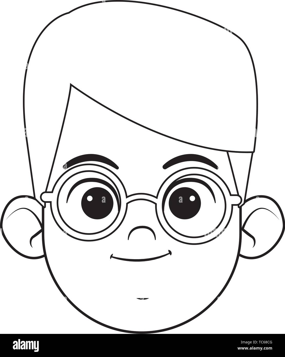 boy face avatar profile picture black and white Stock Vector Image ...