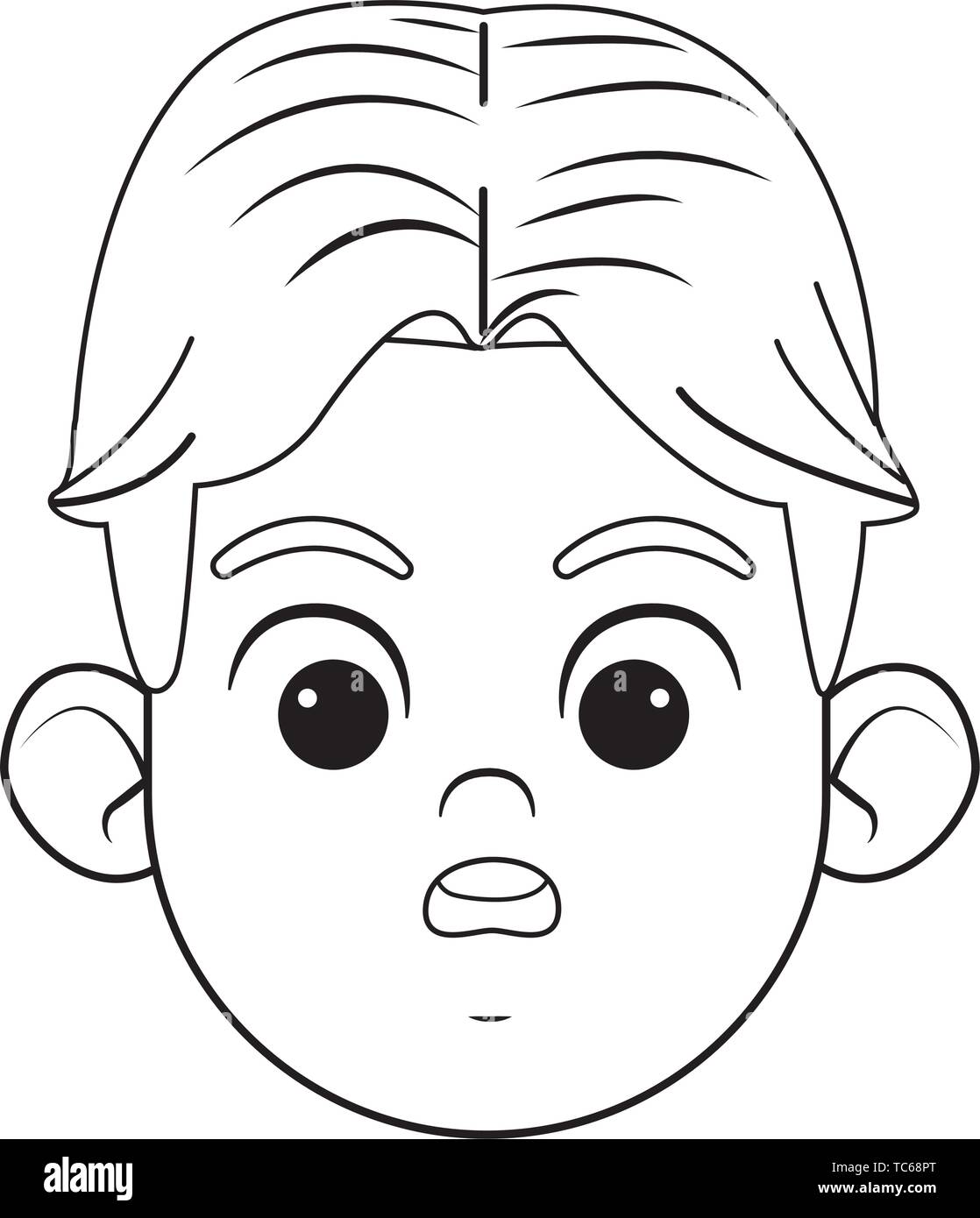 boy face avatar profile picture black and white Stock Vector Image ...