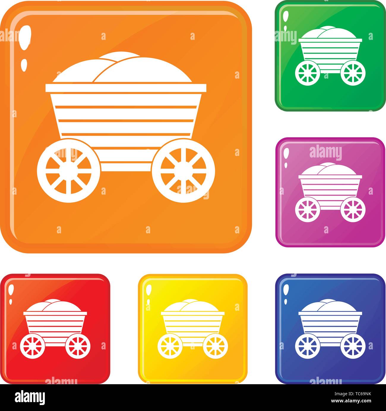 Vintage wooden cart icons set vector color Stock Vector Image & Art - Alamy
