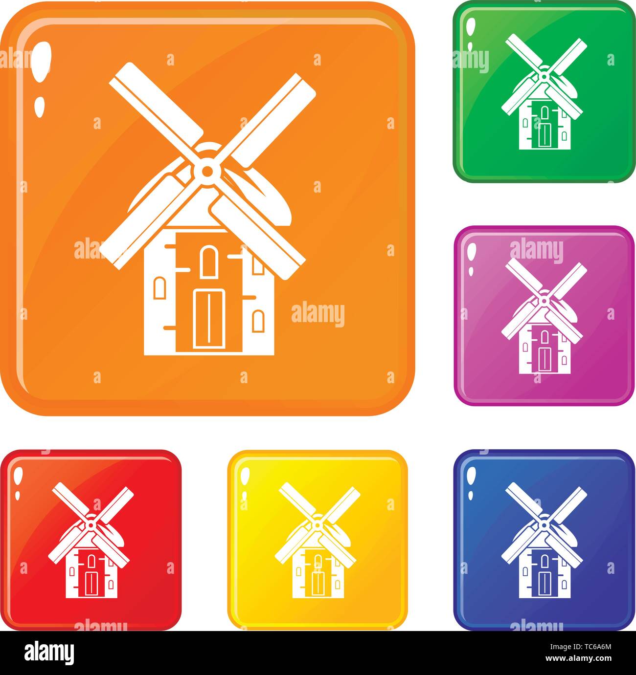 Mill icons set vector color Stock Vector Image & Art - Alamy