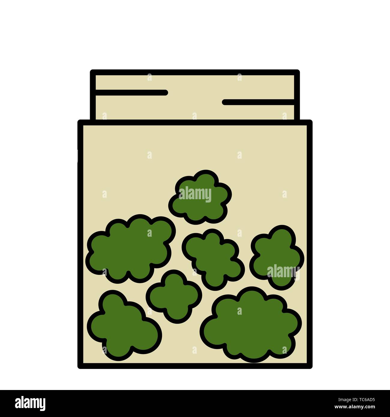 Marijuana Buds in Glass Jar Stack. Isolated vector illustration on ...