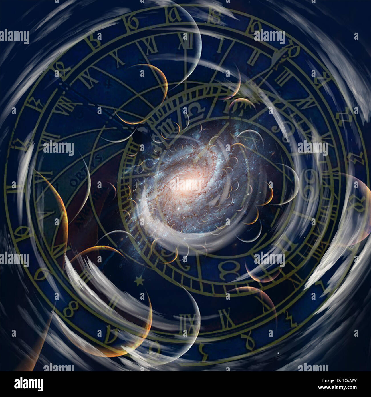 Astronomical Clock. Planets and Galaxies Stock Photo - Alamy