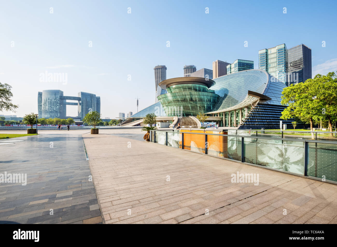 skyline and empty ground front of modern buildings Stock Photo - Alamy